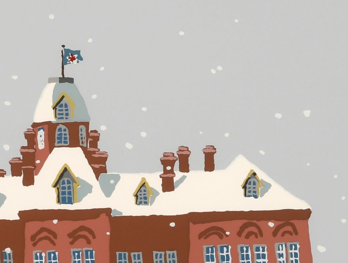 Kenichi Kuriyagawa - Handmade Silkscreen Print - Red brick building ...
