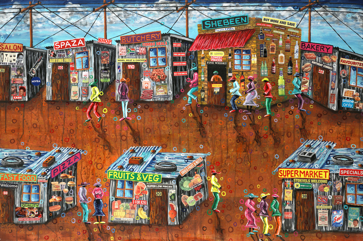 Tsholo Motong: "Faces of Soweto". South African artist and his fabric