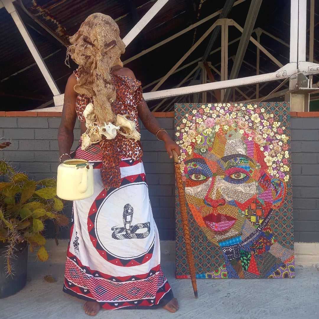 African artist Tsholo Motong, "Nut-ntu Goddess" artwork