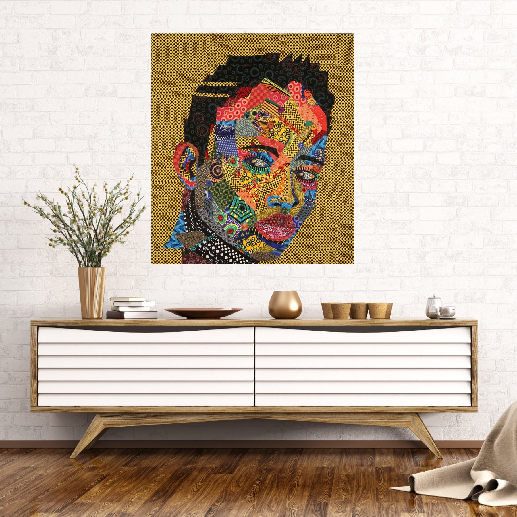 Tsholo Motong: "Faces of Soweto". South African artist and his fabric