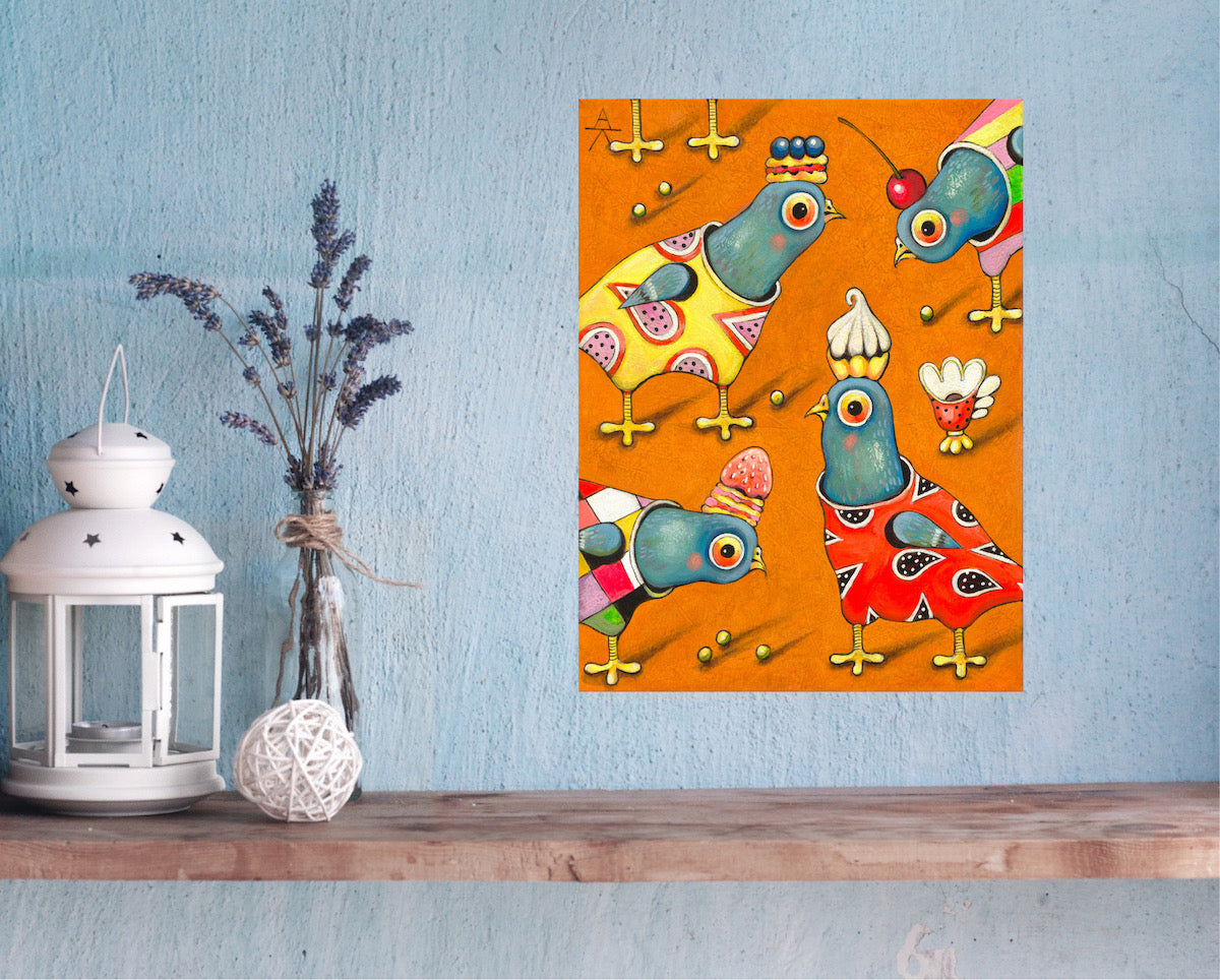 Pastry Pigeons Print Alyona Krutogolova Canvas Print pastry-pigeons-print-alyona-krutogolova-canvas-print